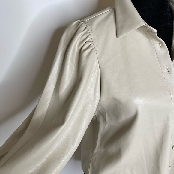 Andrew Marc | Tops | Marc New York Nwt Beige Faux Leather Button Shirt ...